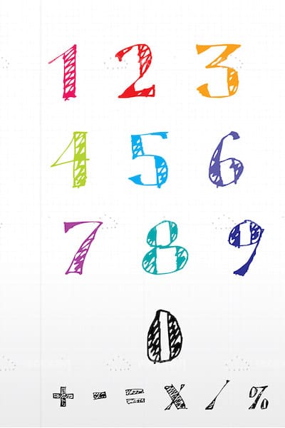Colorful Numbers and Math Symbols in Sketch Style - Vectorjunky - Free ...